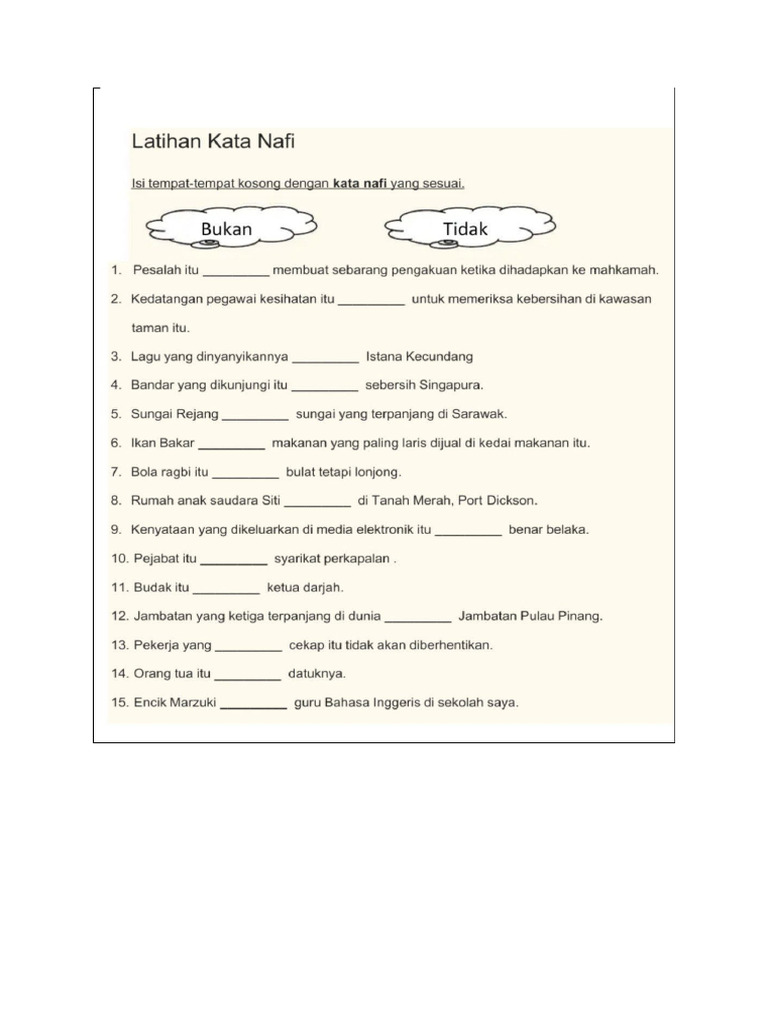 Latihan Kata Nafi | PDF