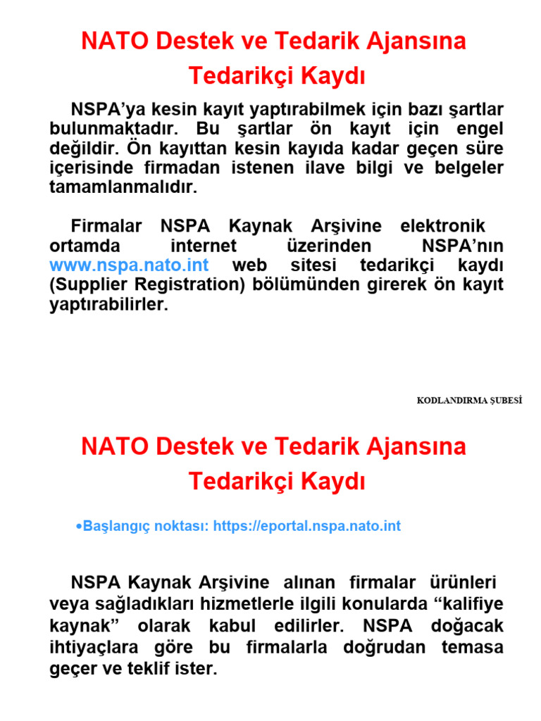 NSPA Tedarikçi Kaydı | PDF