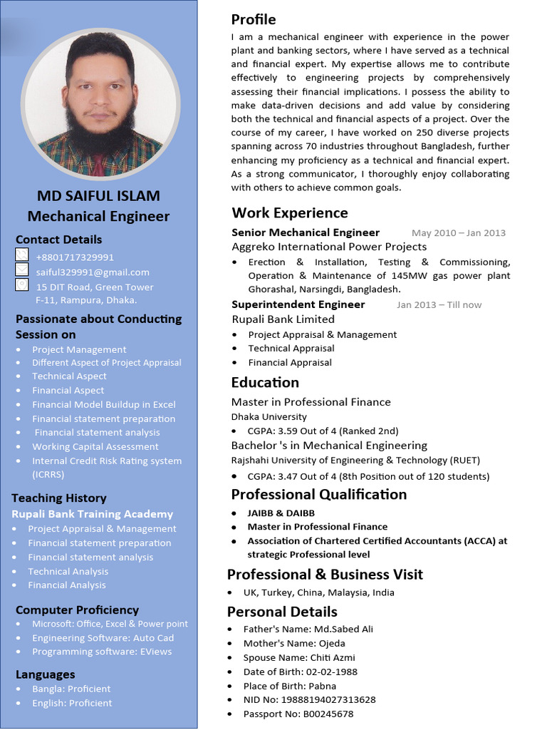 Resume of MD - Saiful Islam | PDF