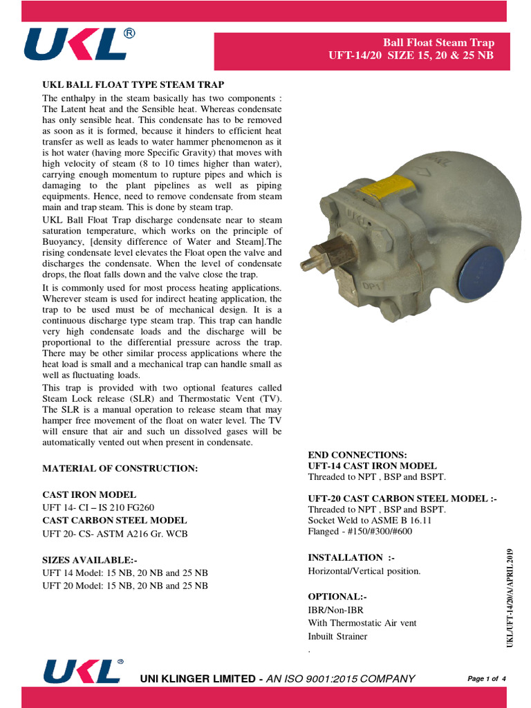 Data Sheet UFT 15-25NB | PDF | Steam | Heat