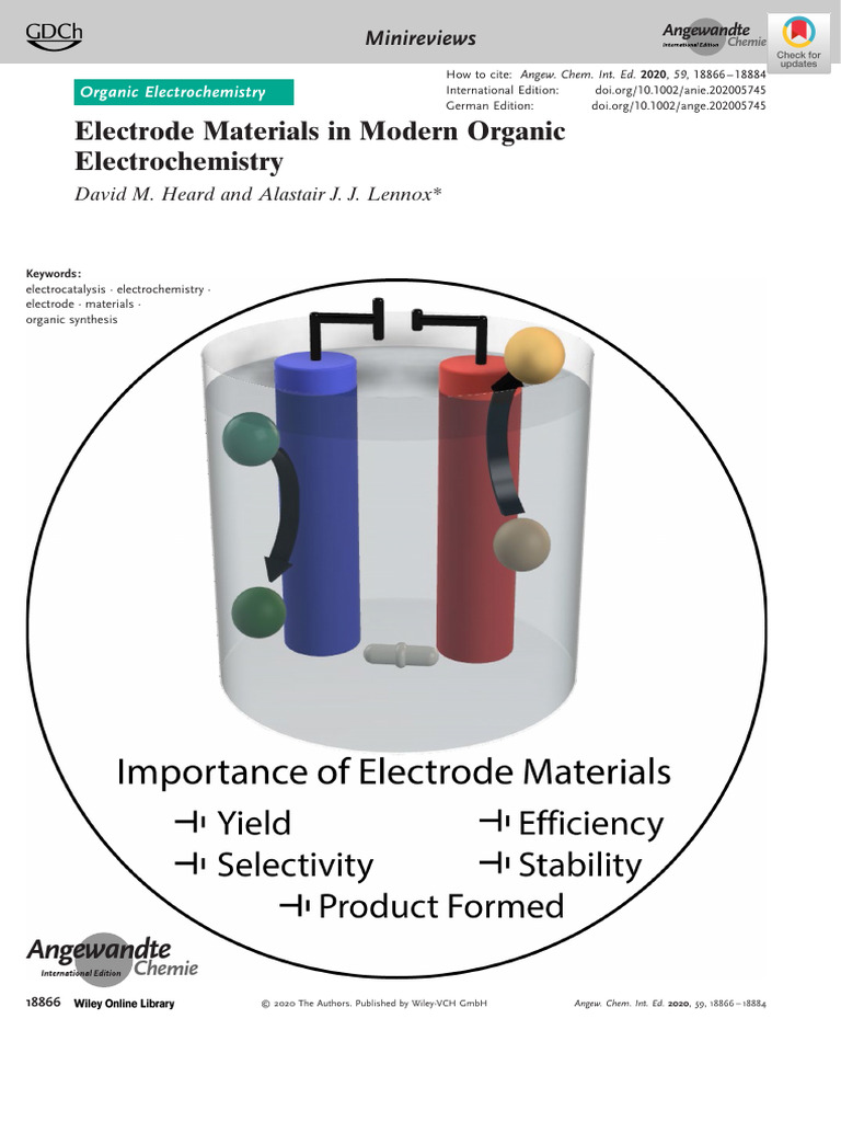 Electrode Materials in Modern Organic Electrochemistry | PDF