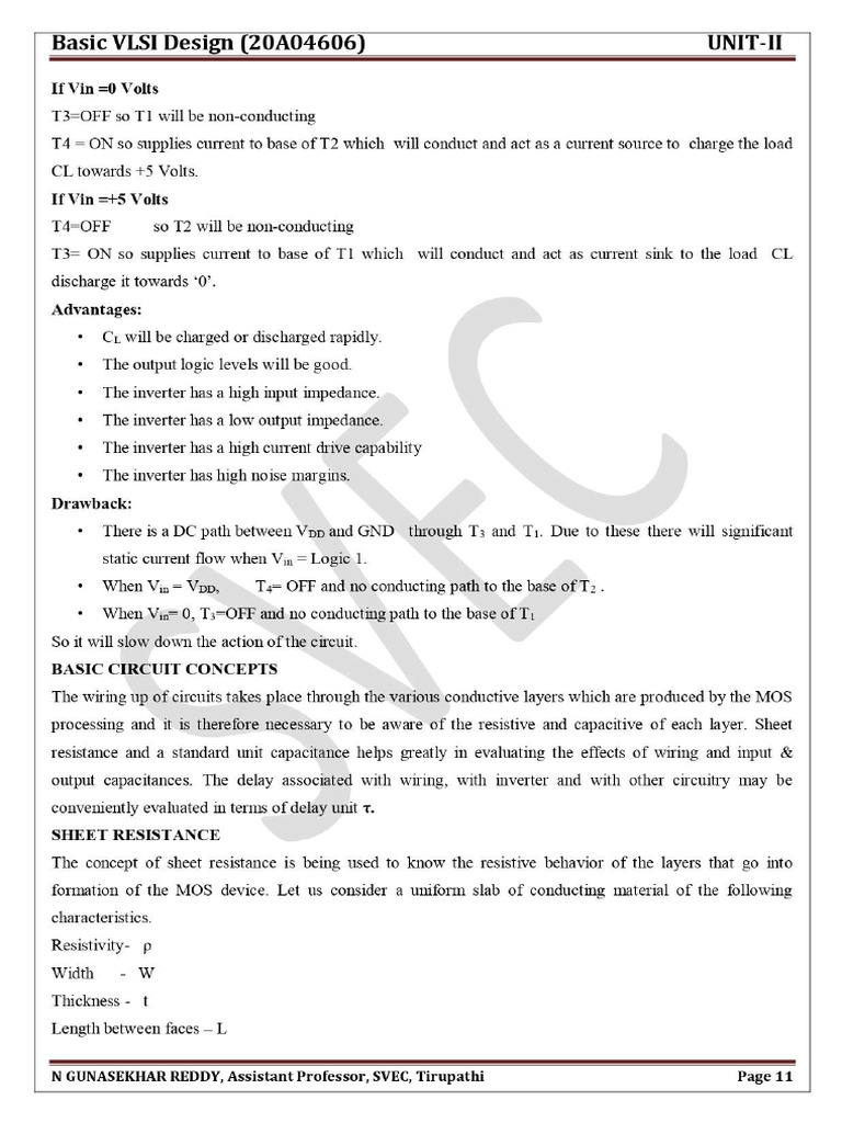 Basic Vlsi Design (Aut) - Unit Iii Material | PDF