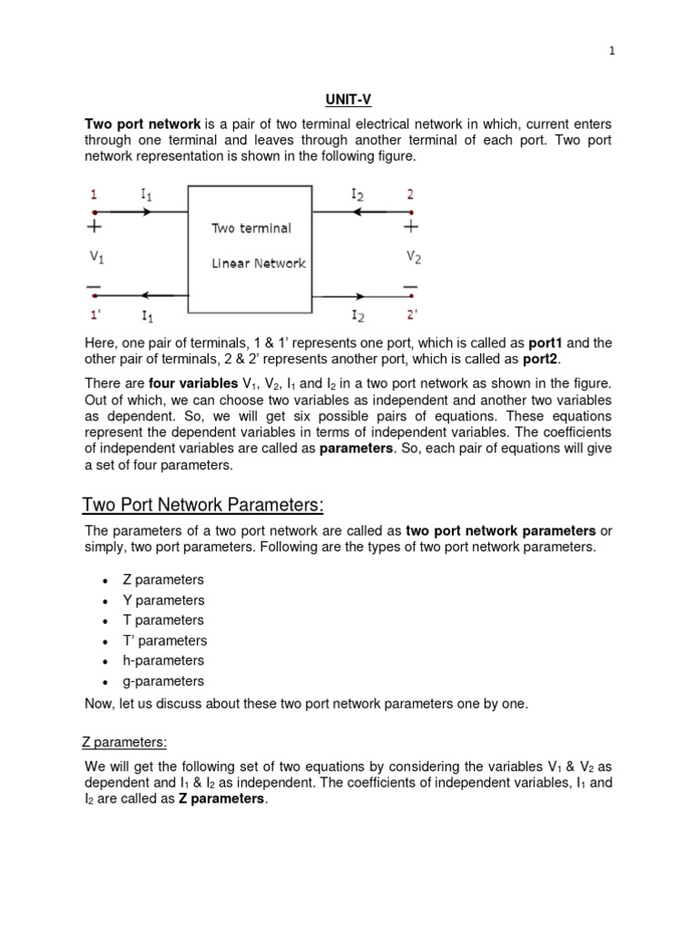 Eca Unit-5 (Two Port Networ Parameters | PDF | Signal Processing ...