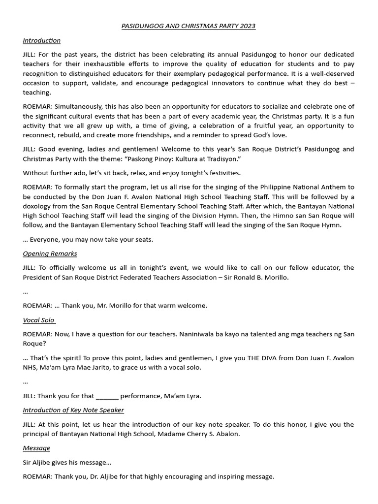 Script-for-Teachers Pasidungog | PDF