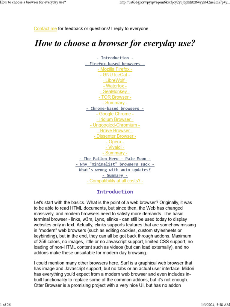 How To Choose A Browser For Everyday Use | PDF