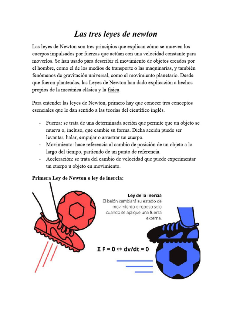 Las tres leyes de newton | PDF | Fuerza | Las leyes del movimiento de ...