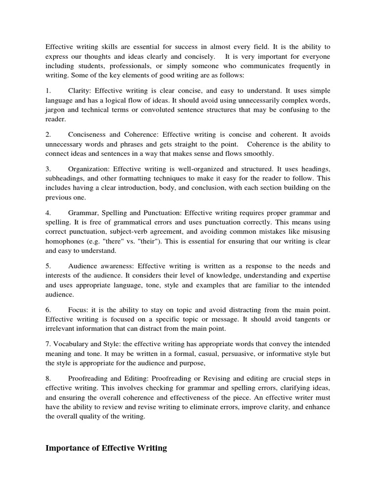 Effective Writing Skills Guide | PDF