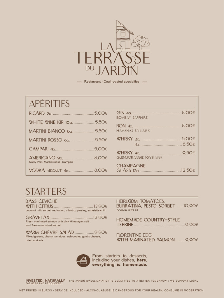 Menu La Terrasse Du Jardin - UK | PDF | Desserts | Salad