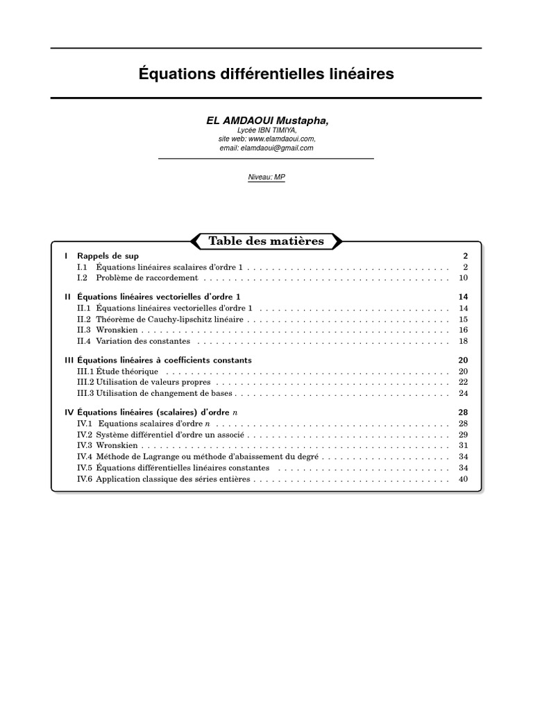 Cours Equ Diff Lineaire | PDF
