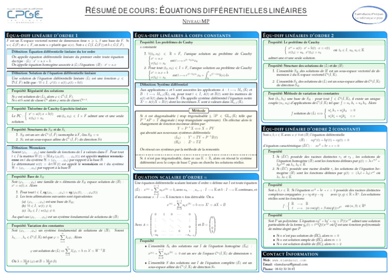 Resume Equ Diff | PDF | Base (algèbre linéaire) | Relations mathématiques