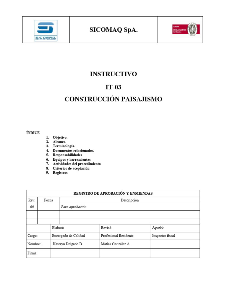 IT-03 Instructivo Construcción PaisajismoRev00 | PDF