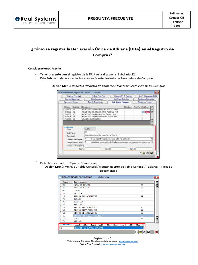 II.1. - Se Ingresa La DUA (Ver Importacion - DUA en El Registro de ...