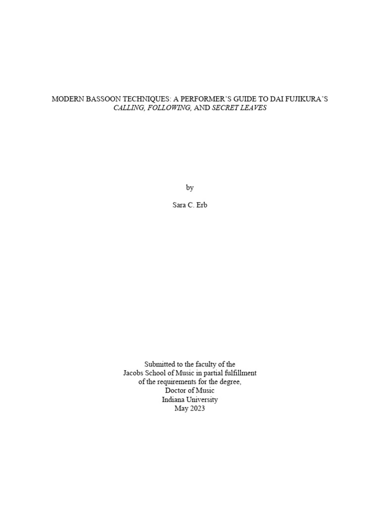 Erb, Sara (DM Bassoon) | PDF | Bassoon | Musicology