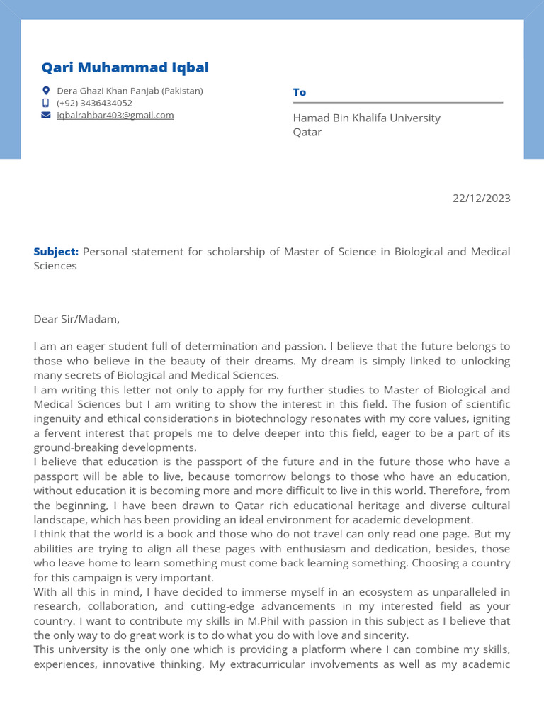 Personal Statement | PDF | Cognition