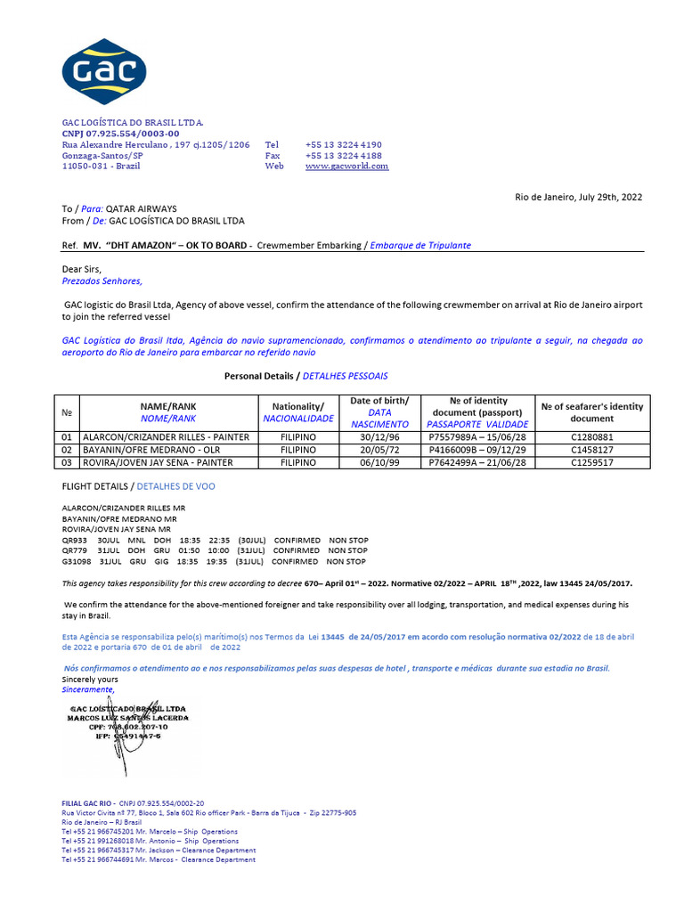 31 Jul - Ok To Board - G. Letter - DHT Amazon | PDF 31 Jul - Ok To Board - G. Letter - DHT Amazon | PDF