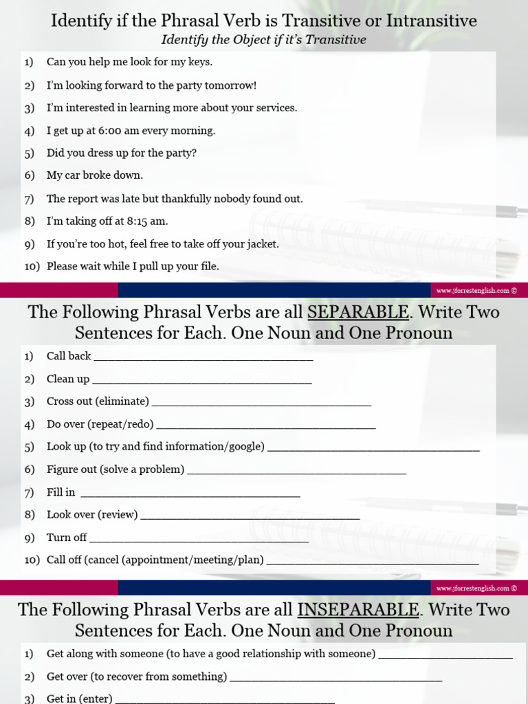 Phrasal Verbs & Idioms 2 Practice Exercises | PDF | Verb | Linguistics