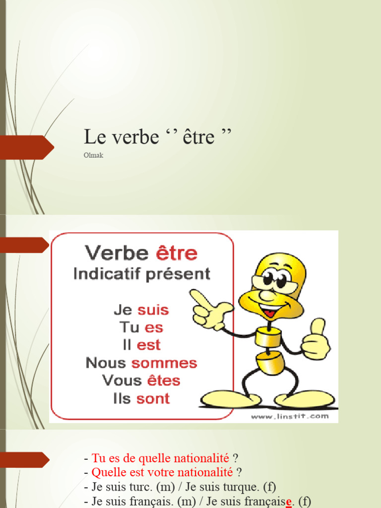 Le Verbe ' Être '' | PDF