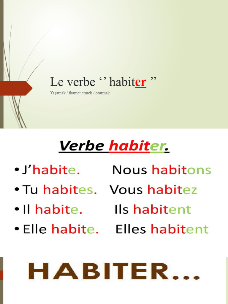 Le Verbe ' Habiter '' | PDF