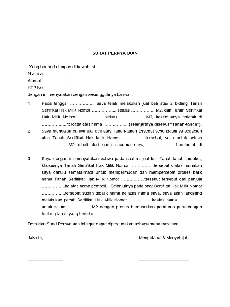 Surat Pernyataan Pecah Sertifikat | PDF