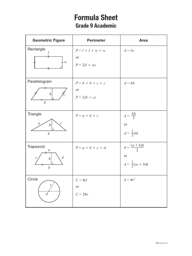 Geometry Formulas | PDF | Area | Elementary Geometry