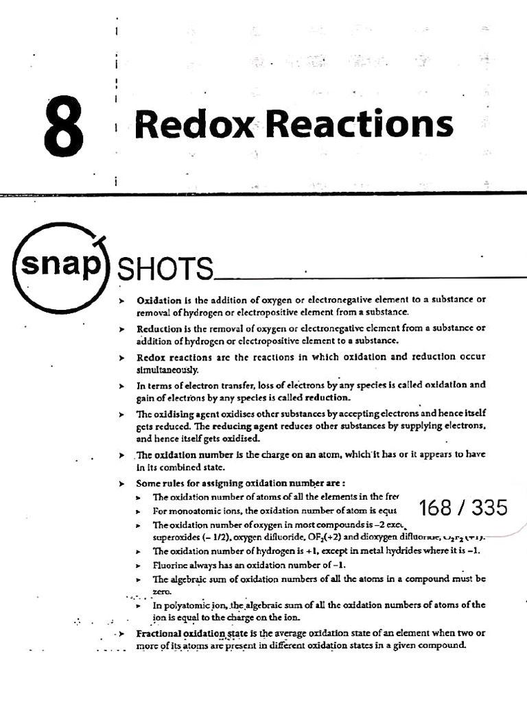 Redox Reaction (Practice Questions) | PDF