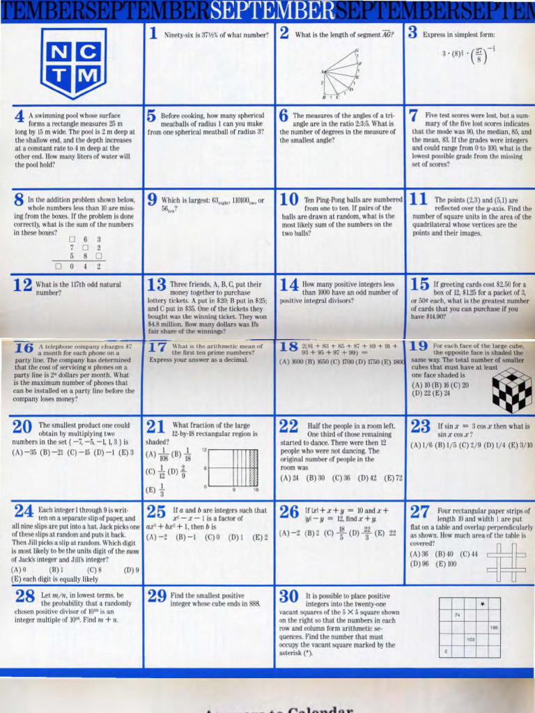 1988 - 9 - Calendar Problems | PDF