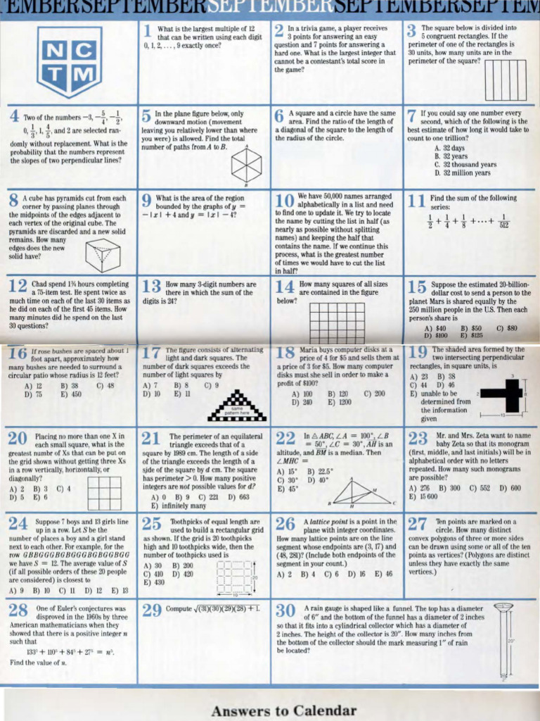1989 - 9 - Calendar Problems | PDF