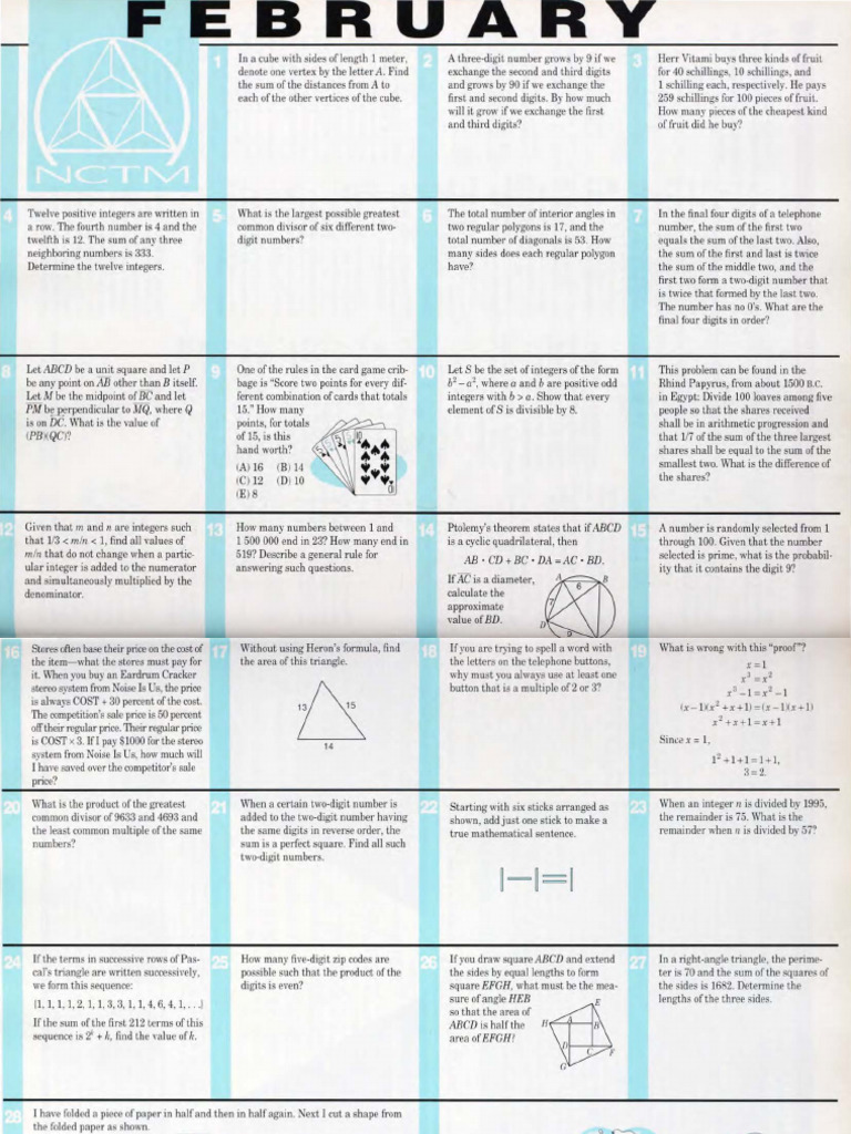 1997 - 2 - Calendar Problems | PDF | Mathematical Objects | Euclidean Geometry