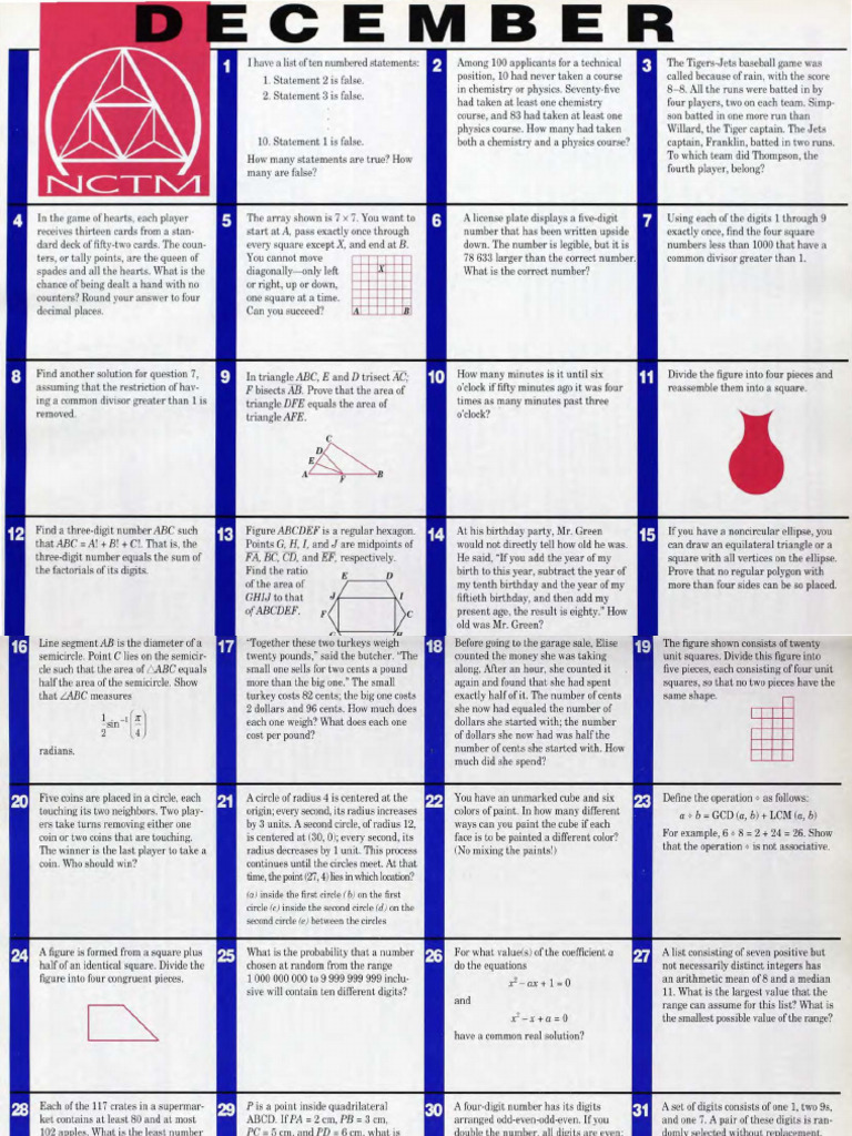 1997 - 12 - Calendar Problems | PDF | Area | Triangle