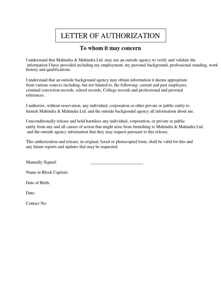 Authorization Form | PDF