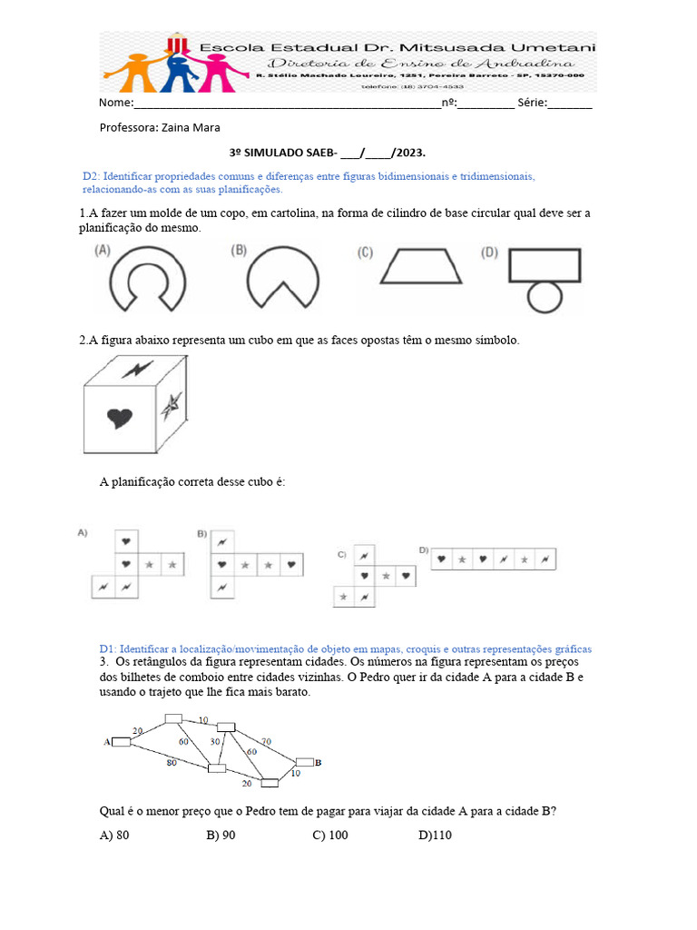 3º Simulado SAEB-2023 | PDF
