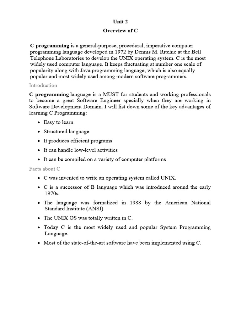 Unit 2 Computing Fundamentals and C Programming | PDF | C (Programming ... Unit 2 Computing Fundamentals and C Programming | PDF | C (Programming ...