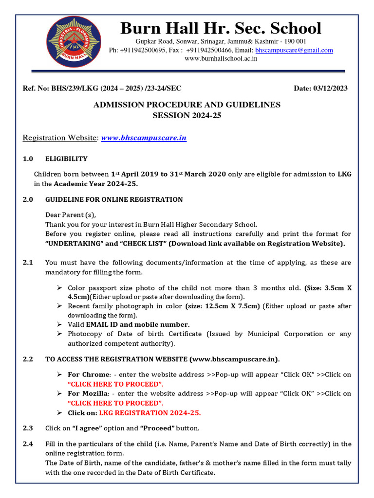 Admission Procedure and Guidelines 2024 25 1 | PDF