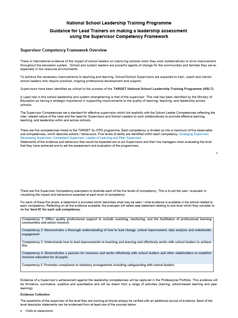 Supervisor Competency Framework Guide | PDF