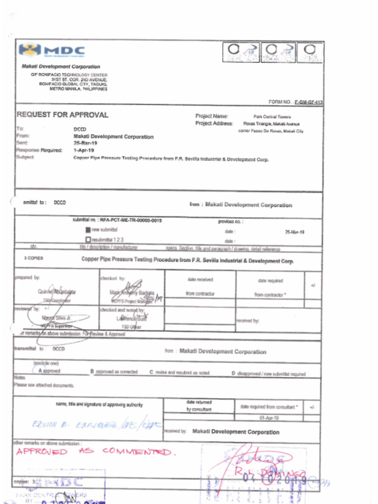 Rfa PCT Me TR 0015 - MS - Copper - Pipe - Testing | PDF