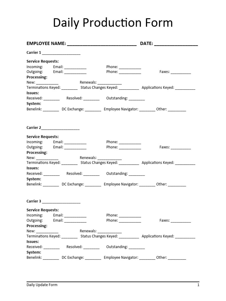 Daily Production Form | PDF | Service Industries | Computing