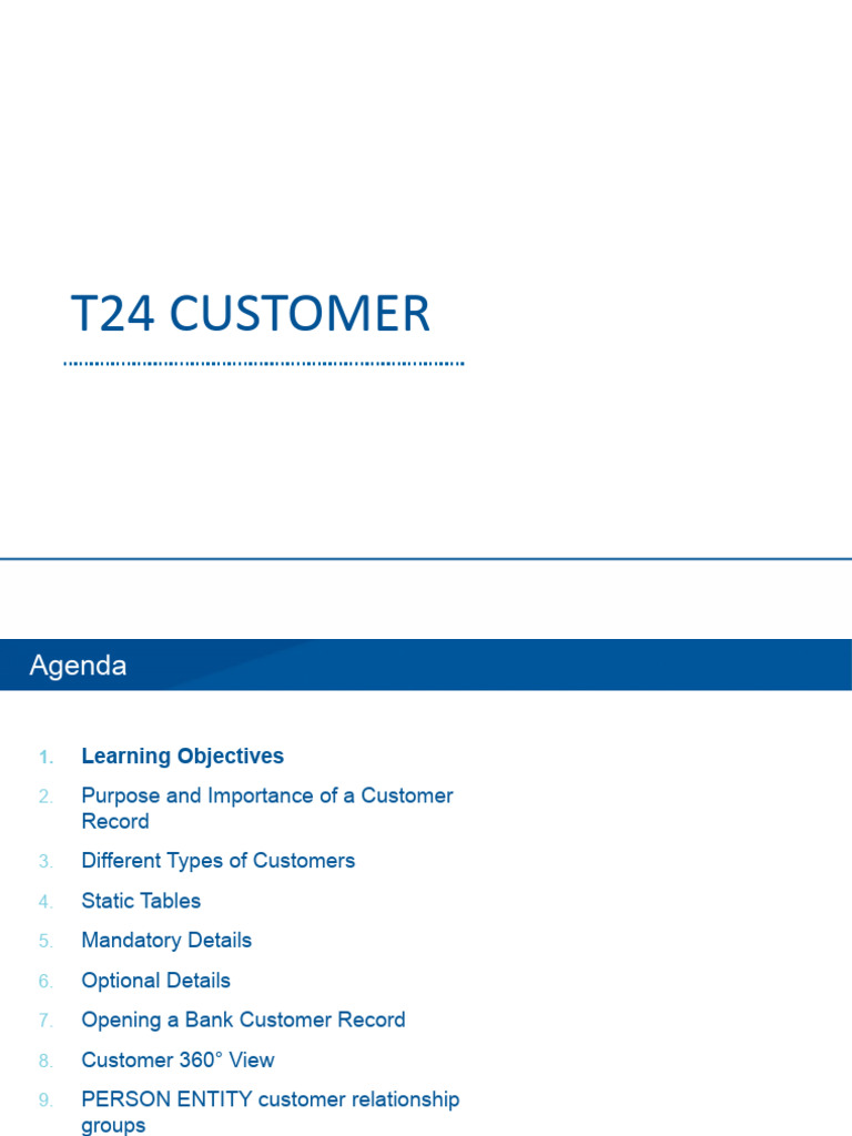 6_T24 - Customer | PDF | Banks | Customer