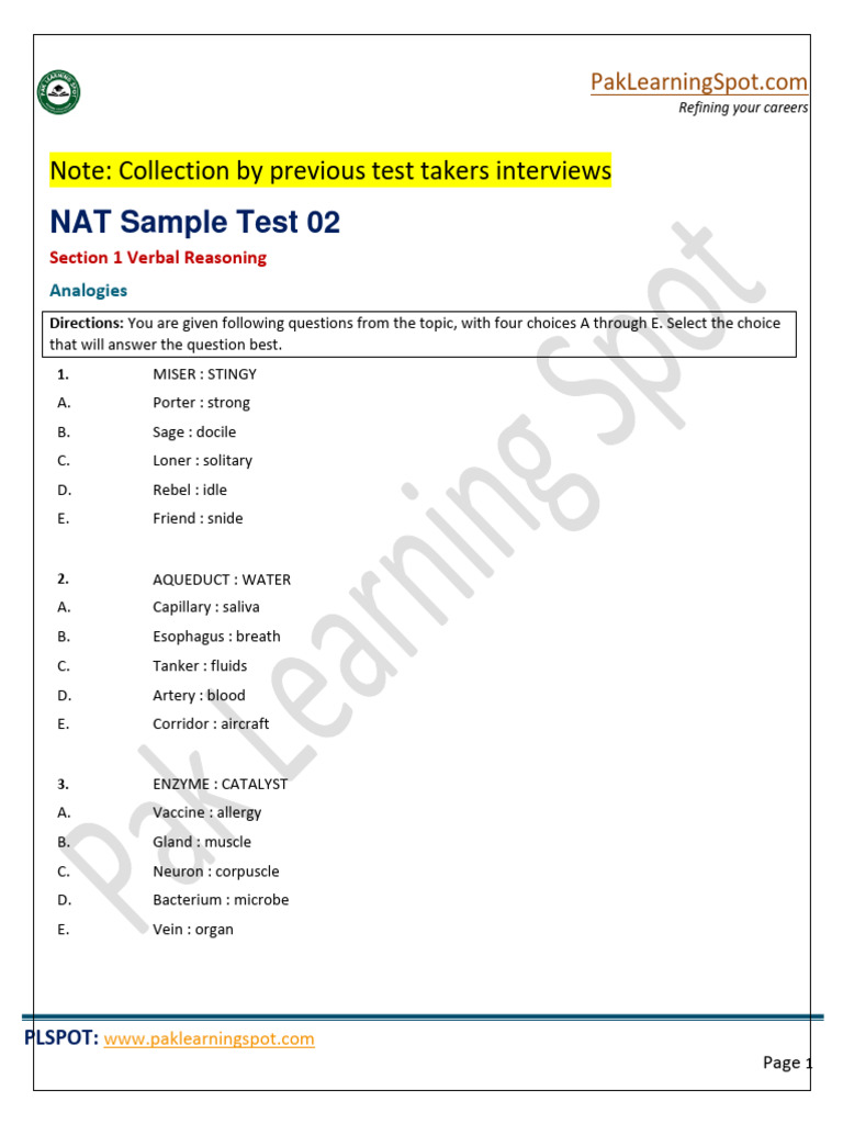NTS NAT Sample Paper 2 | Download Free PDF | Indus River | English Language