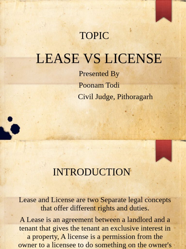 Lease - Vs - License - by - Poonam Todi | PDF