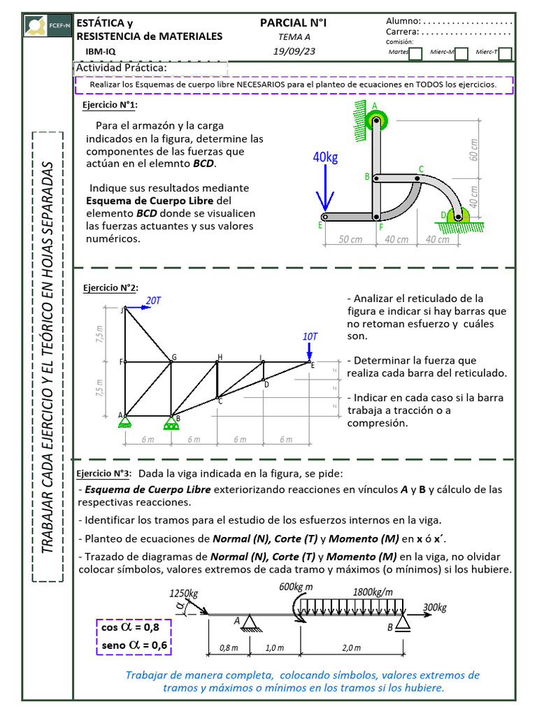 Ejercicios de Estática y Resistencia | PDF | Viga (Estructura) | Resistencia de materiales