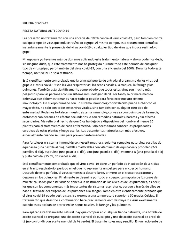 Tratament Covid in Spaniola | PDF | Resfriado comun | Influenza