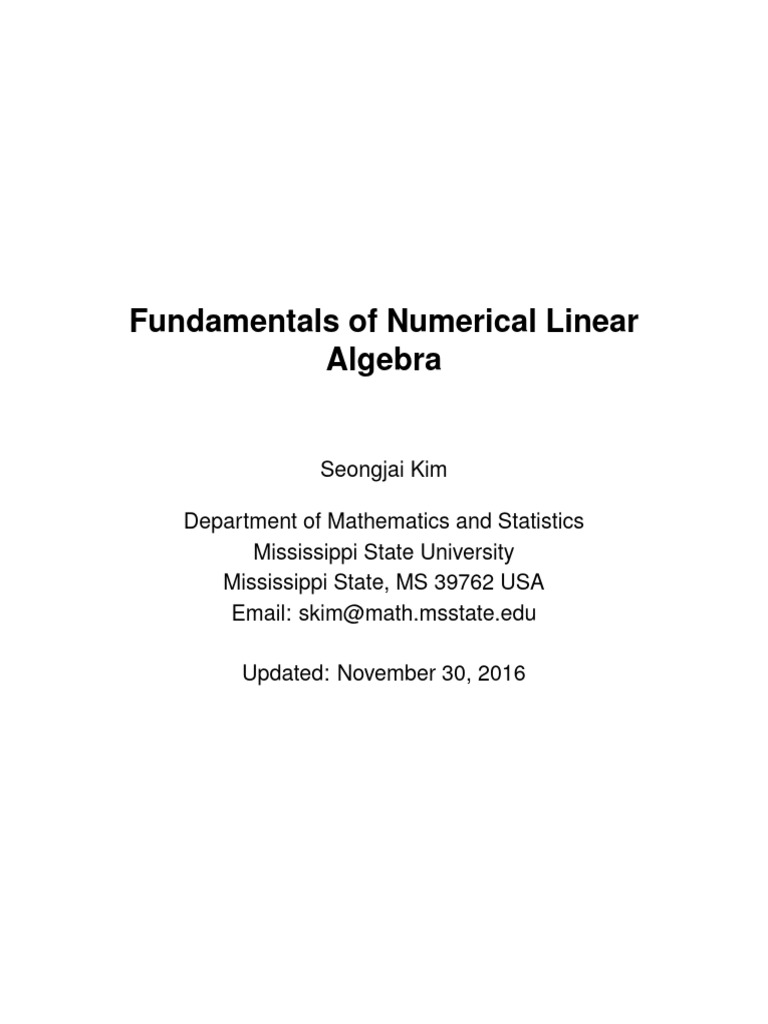 Fundamentals of Numerical Linear Algebra | PDF
