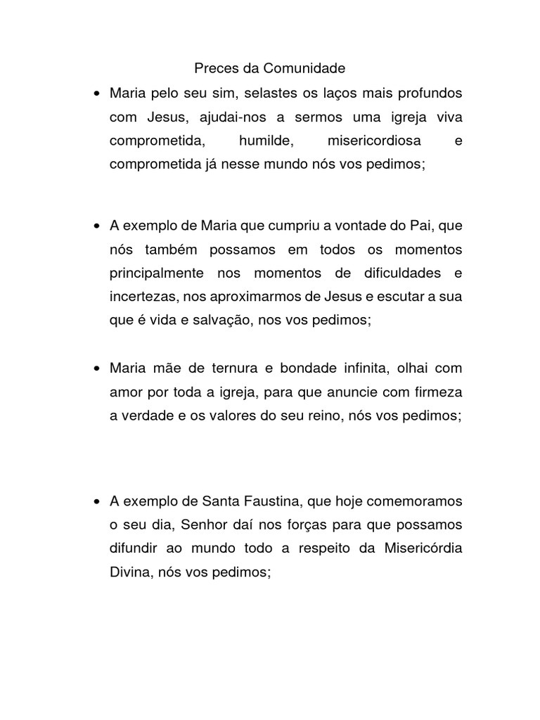 Preces de Fé e Misericórdia Cristã | PDF