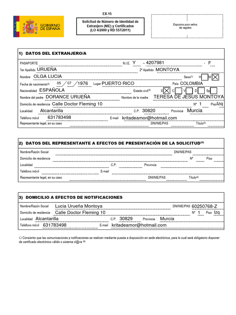 EX-15-Formulario NIE y Certificados | PDF
