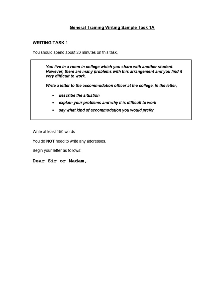 Ielts General Training Writing Sample Tasks | PDF