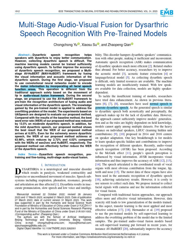 Multi Stage Audio Visual Fusion For Dysarthric Speech Recognition With