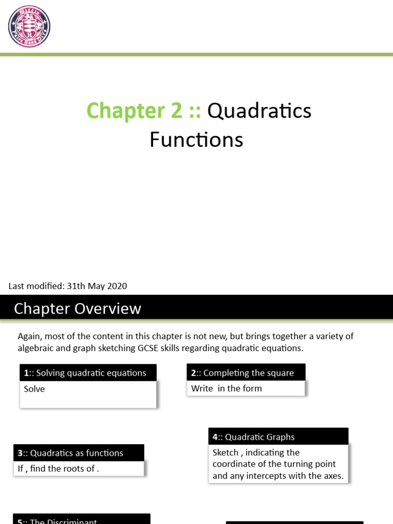 2 Quadratics | PDF
