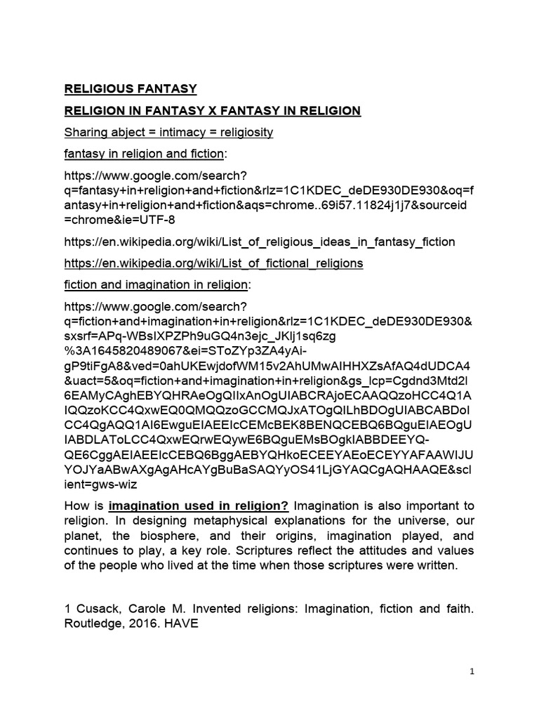 Religious Fantasy | PDF | Social Science | Religion & Spirituality