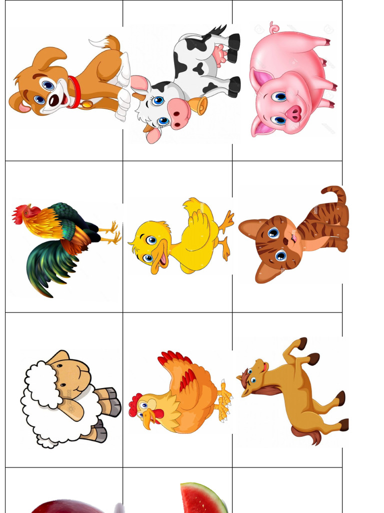 Tablero de Frutas y Animales para Impr | PDF