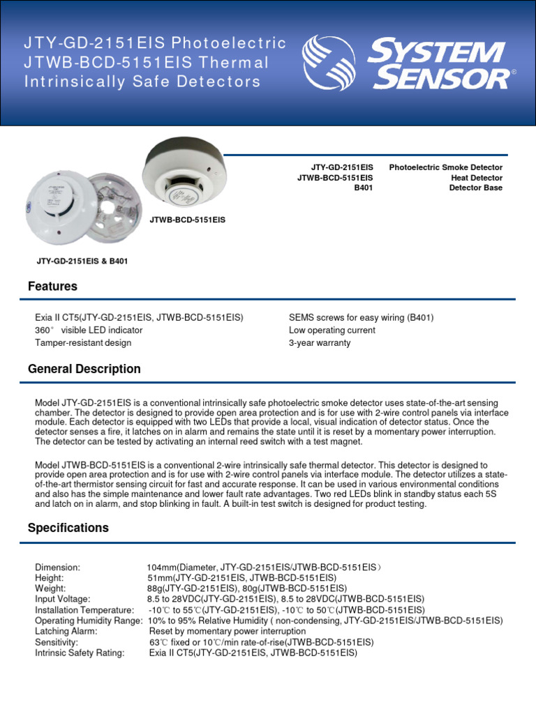 ISD Detector System Sensor Data Sheet | PDF